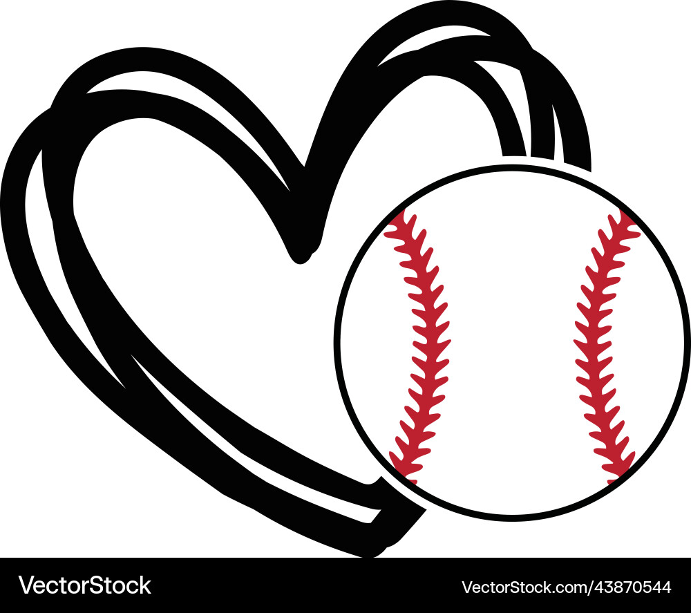 Baseball stacked hearts monogram frame i love Vector Image