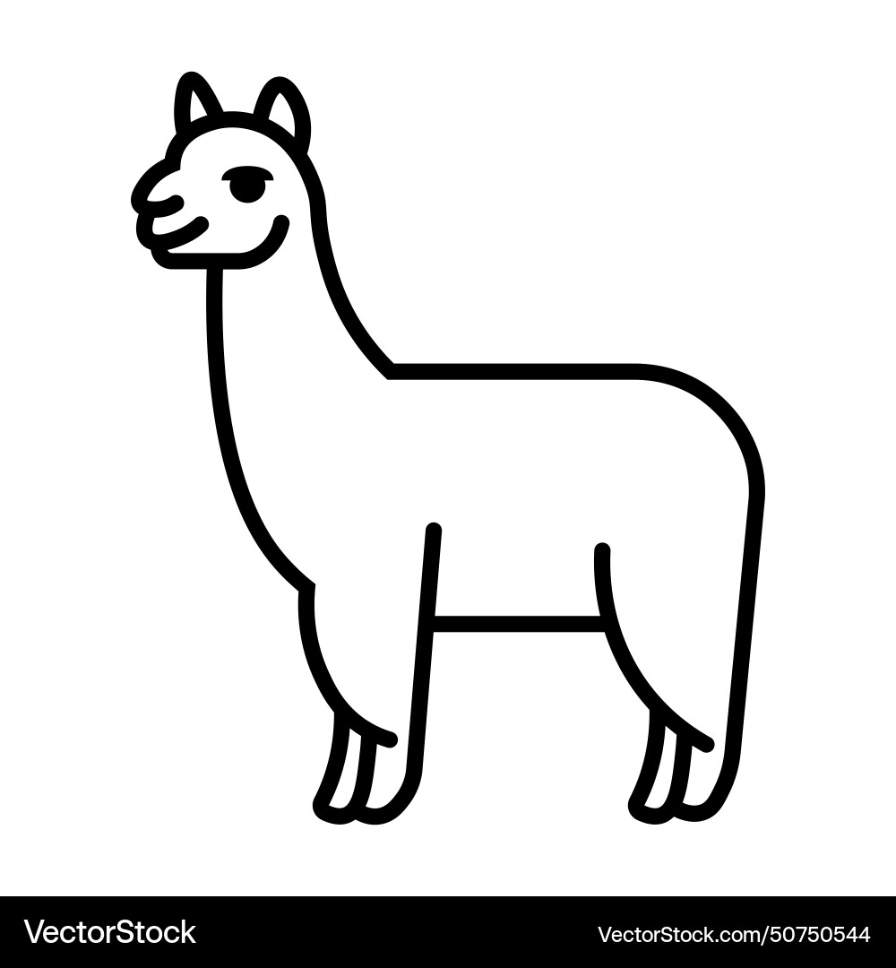 Black llama icon on white background Royalty Free Vector
