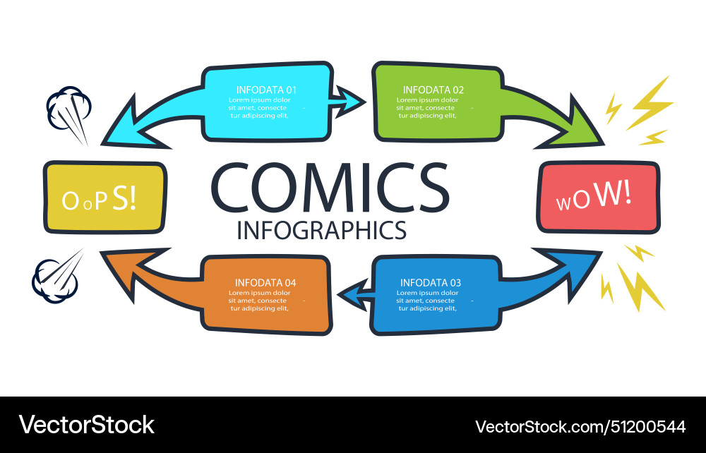 Comics infographic with 4 steps options parts Vector Image