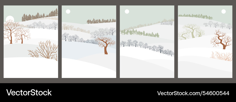 Drawing winter landscapes Royalty Free Vector Image