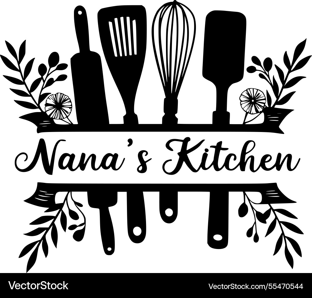 Kitchen split frame svg monogram Royalty Free Vector Image
