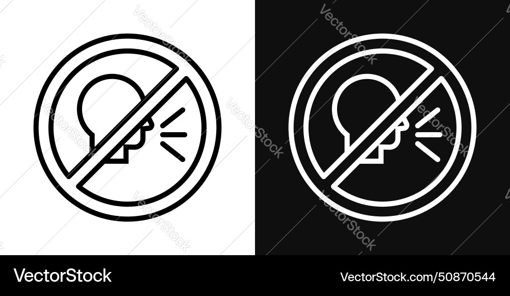 No talking sign icon set silence and quiet symbol Vector Image