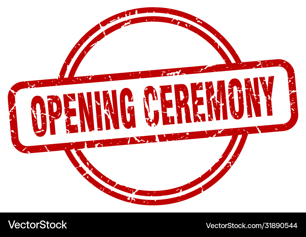 Opening ceremony grunge stamp Royalty Free Vector Image