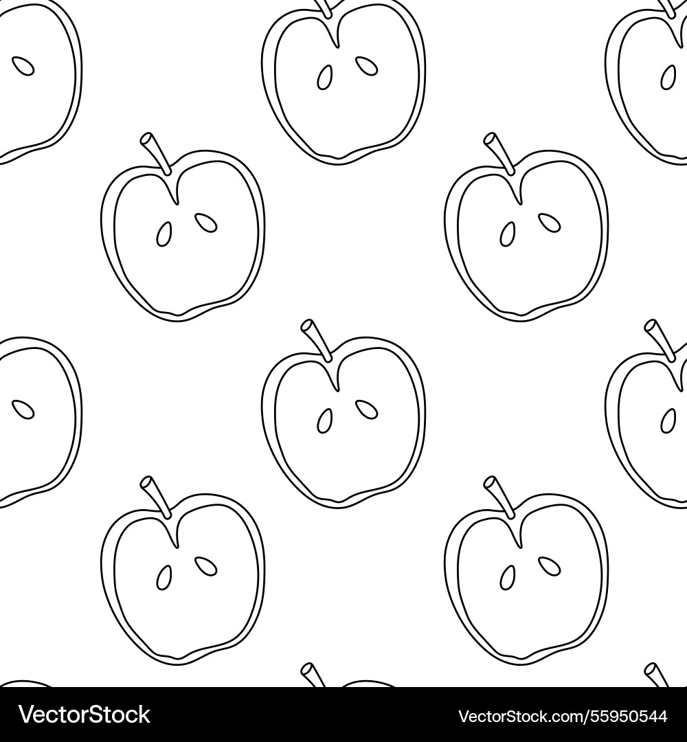 Simple outlined apple pattern on white background Vector Image