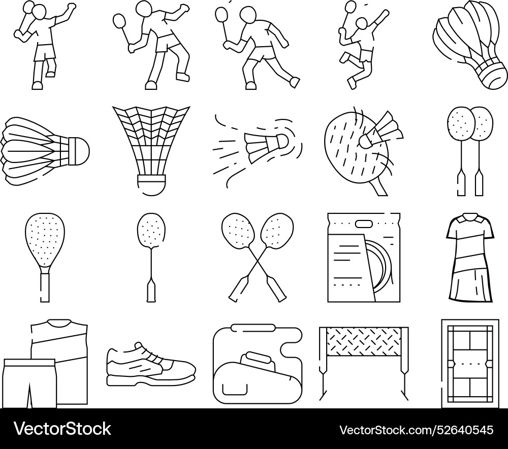 Badminton shuttlecock competition icons set Vector Image