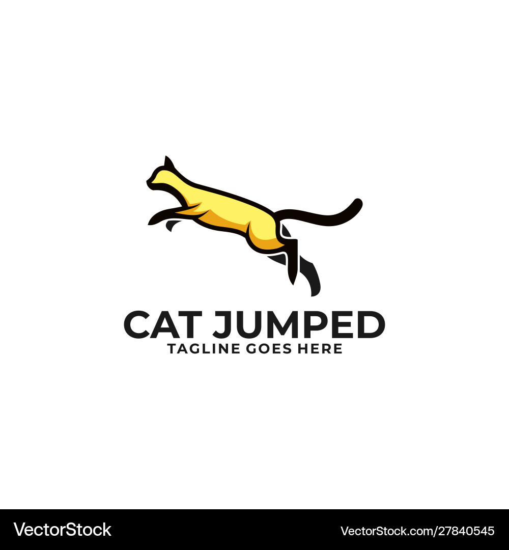 Cat jump design concept template Royalty Free Vector Image