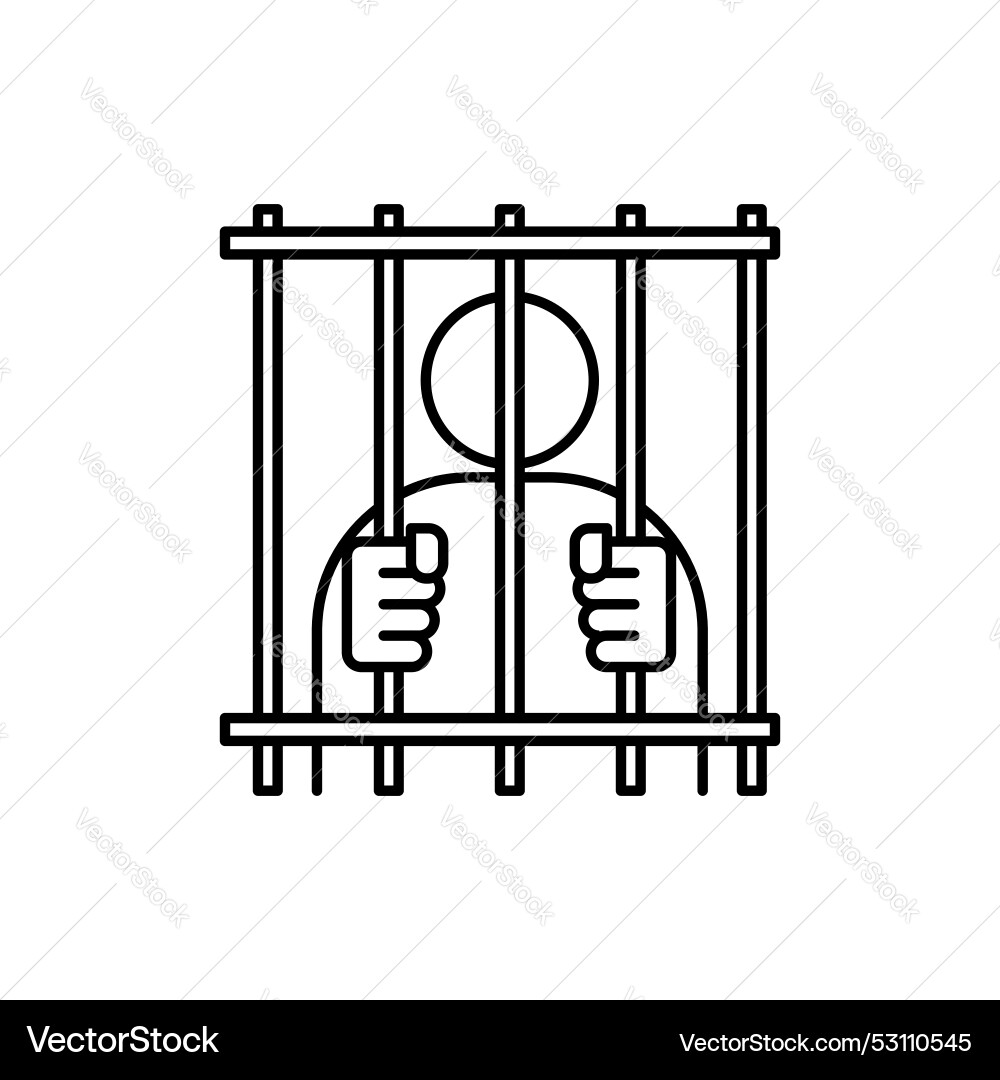 Criminal behind bars icon Royalty Free Vector Image