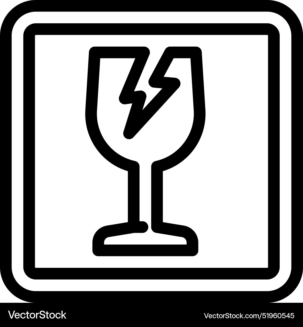 Fragile product label warning line icon Royalty Free Vector