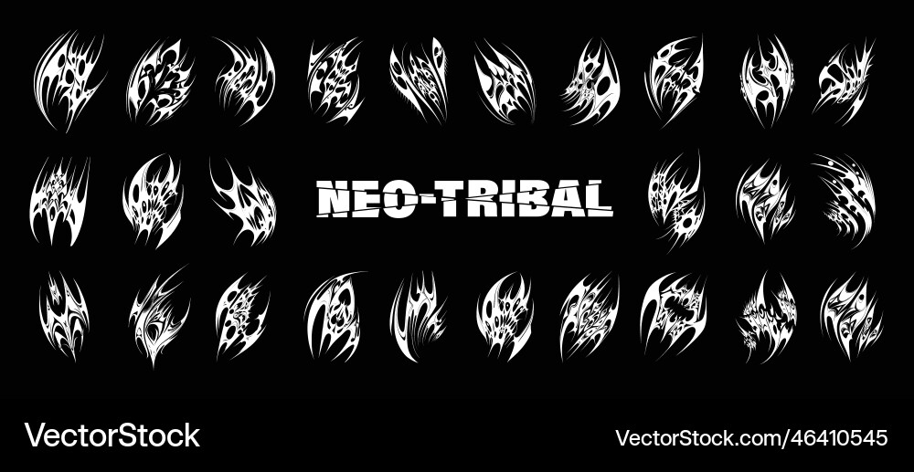Gothic Tribal Y2K Shapes Royalty Free Vector Image