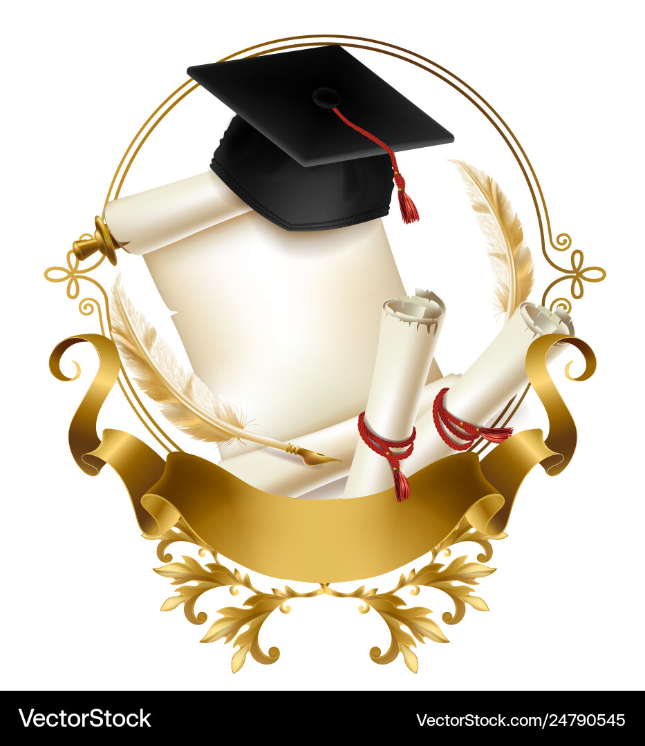 Graduation diploma or certificate realistic Vector Image