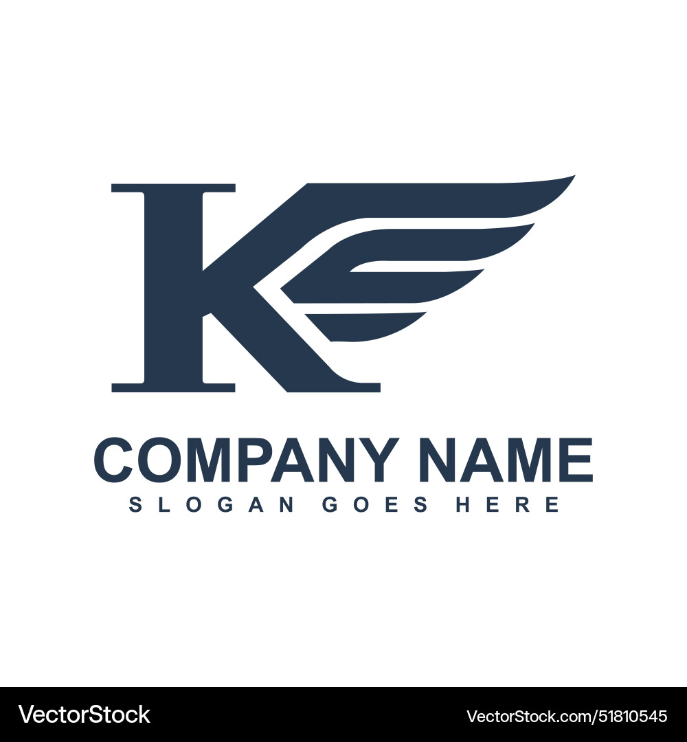 Letter k wings logo design Royalty Free Vector Image