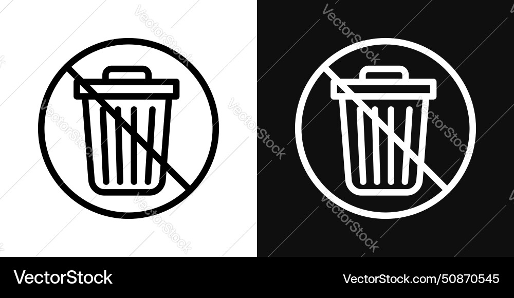 No trash icon set bin waste symbol Royalty Free Vector Image