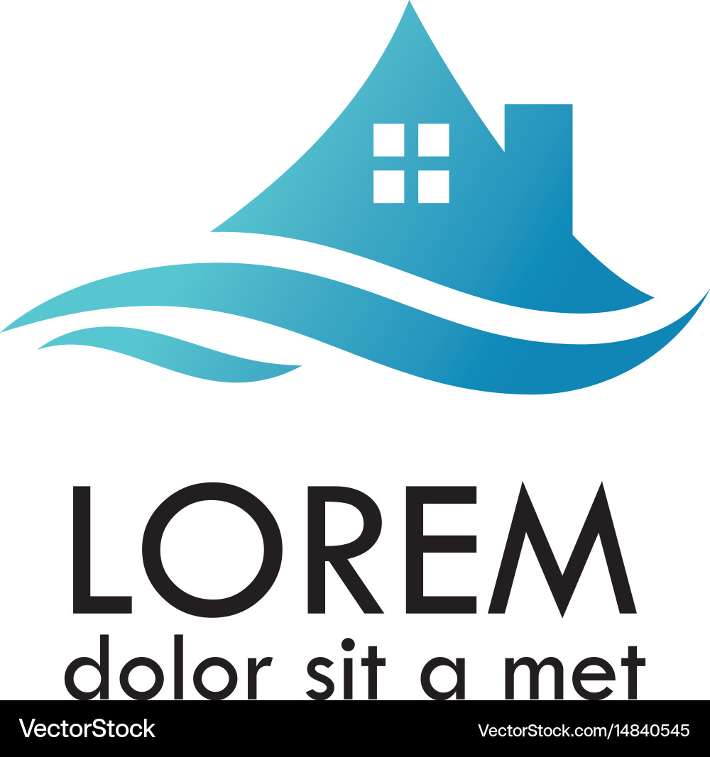 Ocean Wave Home Logo Royalty Free Vector Image