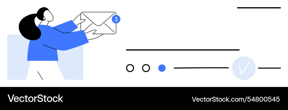 Person receiving email notification with three Vector Image