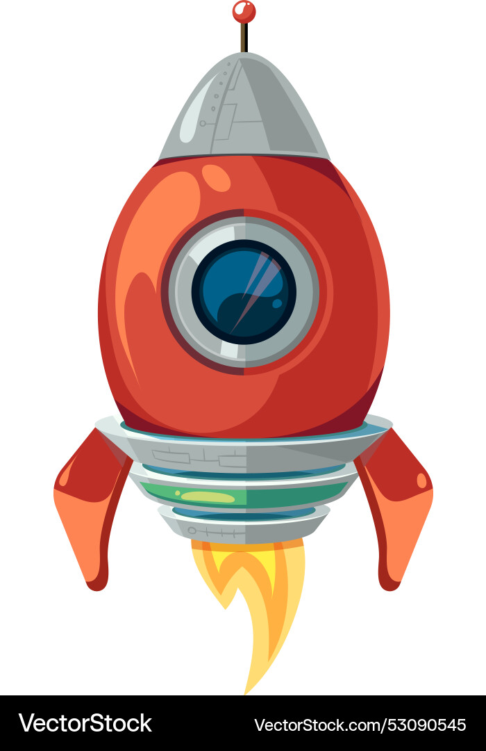 Rocket cartoon icon spacecraft symbol flying Vector Image