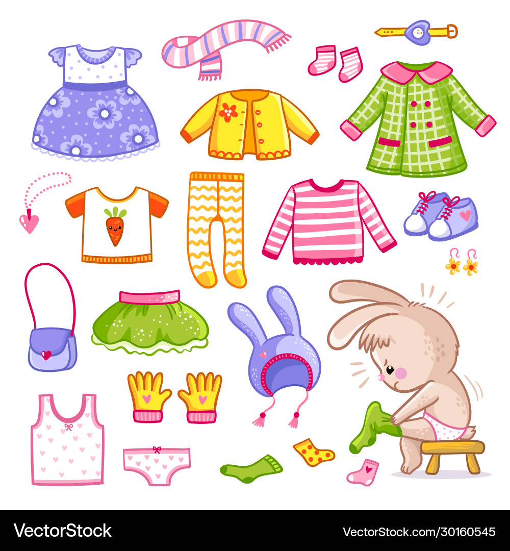 Set with clothes in cartoon style Royalty Free Vector Image