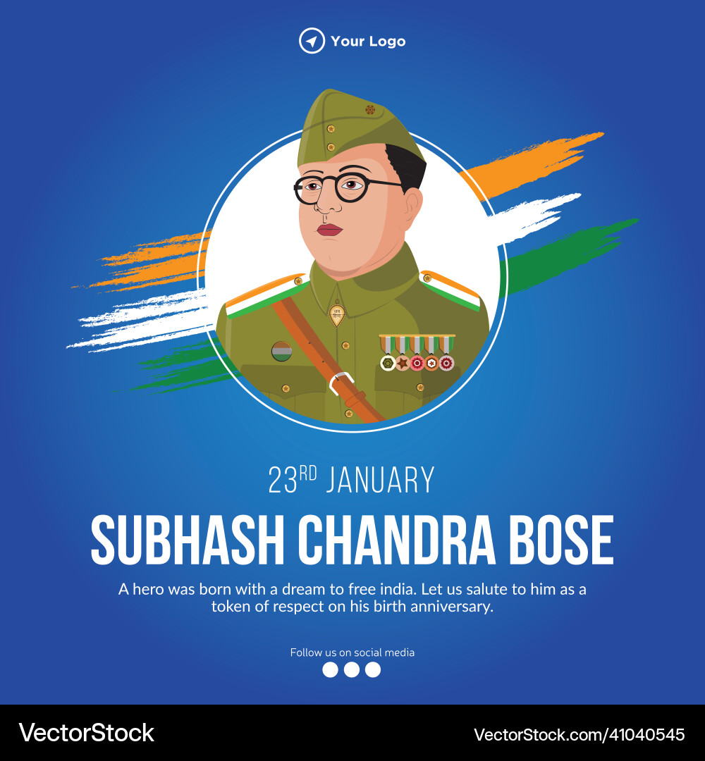 Subhash chandra bose jayanti banner design Vector Image