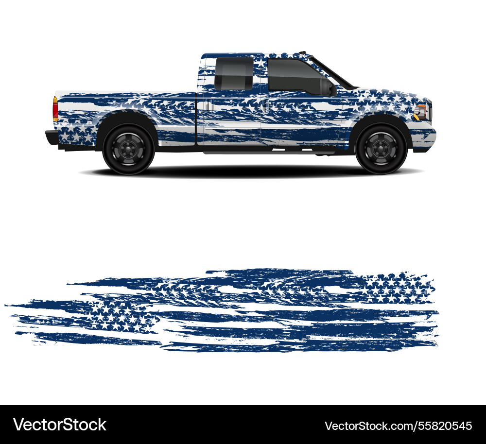 Us flag car wrap race livery design Royalty Free Vector