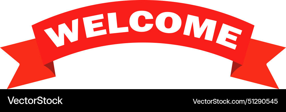 Welcome curved red ribbon Royalty Free Vector Image