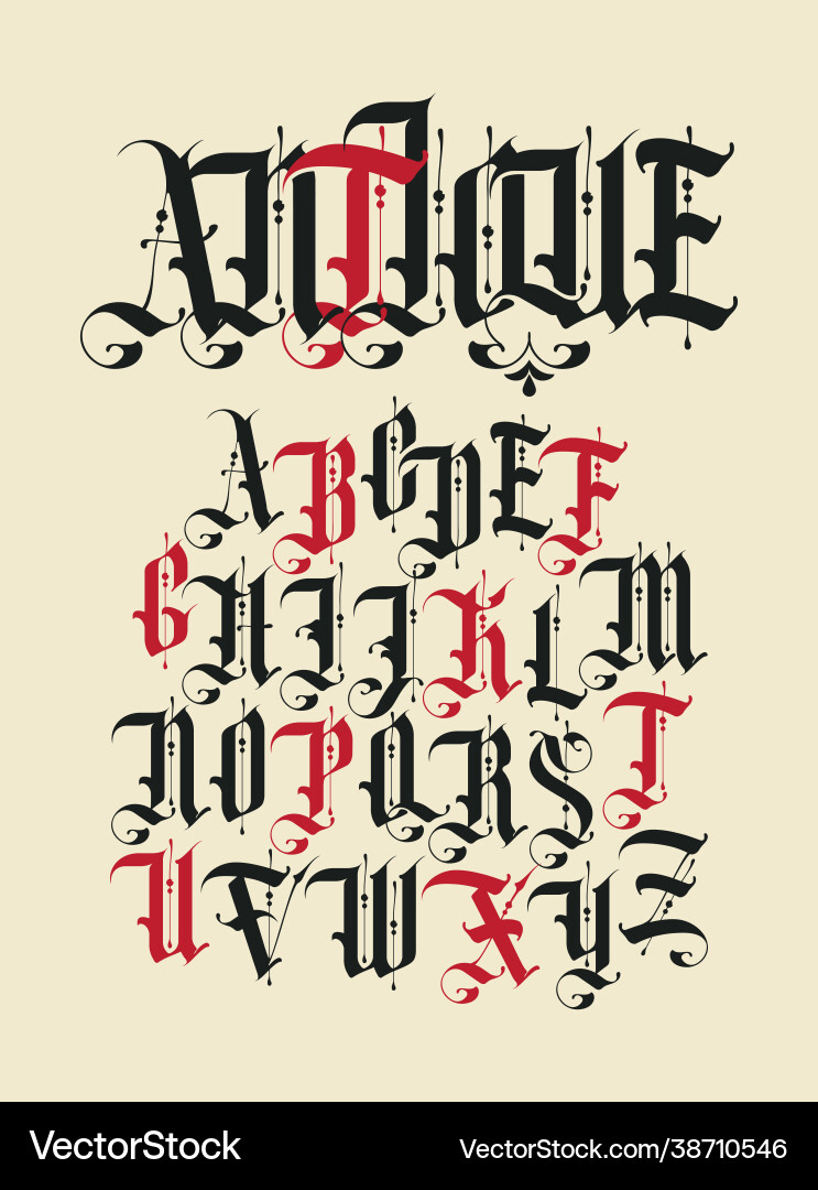 Antique font set vintage alphabet letters Vector Image