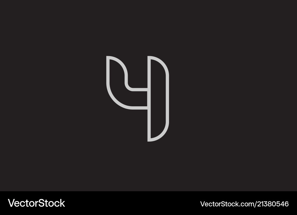 Black and white number 4 logo icon design Vector Image