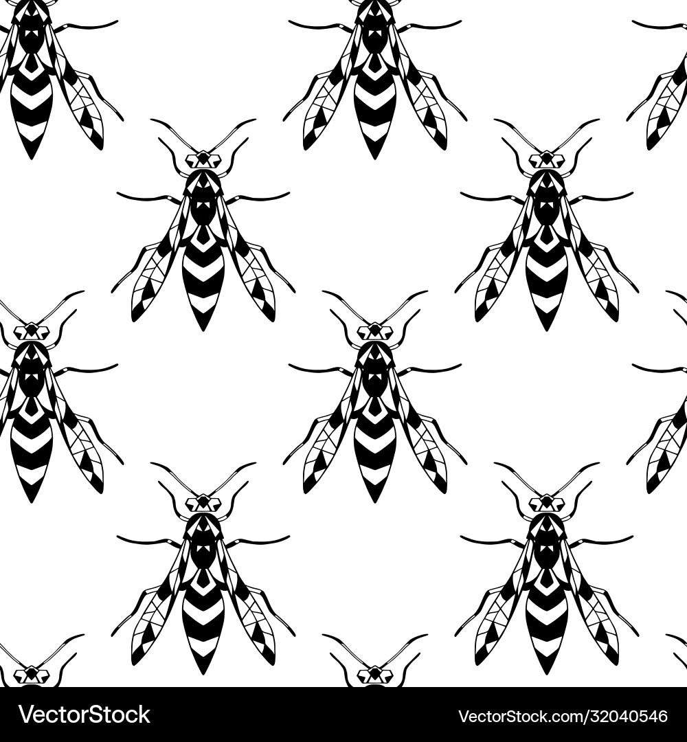 Black and White Wasp Pattern Royalty Free Vector Image