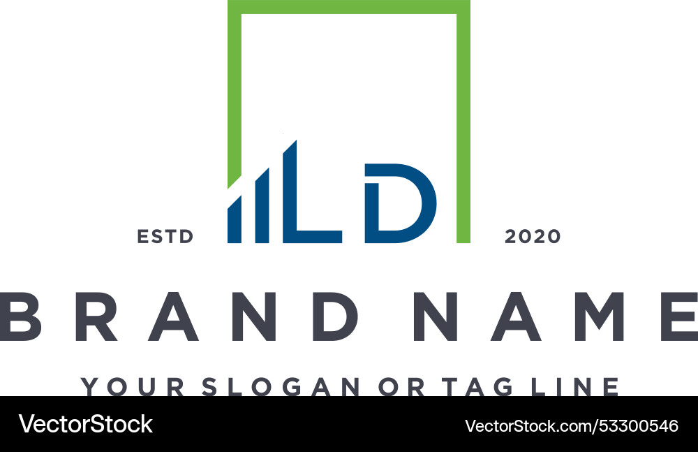 Creative letter ld square logo finance design Vector Image