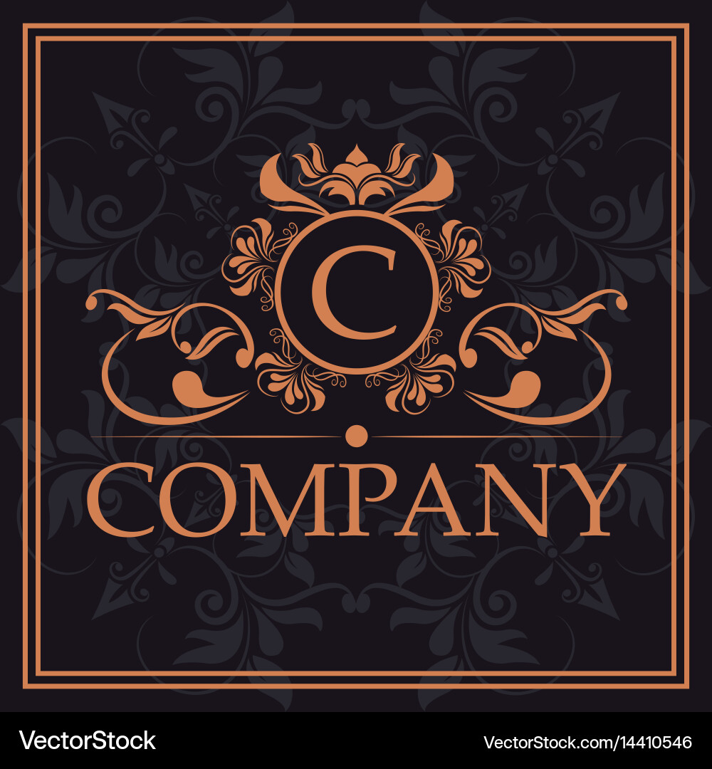 Golden Monogram Crest Label Royalty Free Vector Image