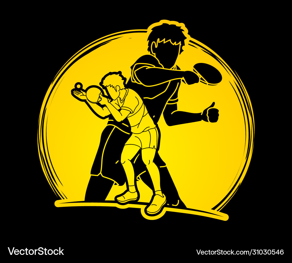 Group ping pong players table tennis Royalty Free Vector