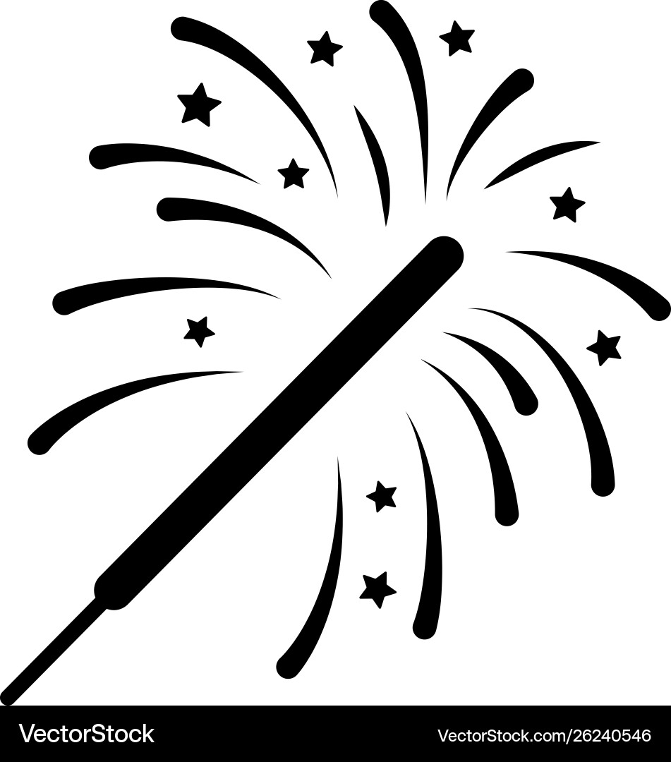 Handheld Sparkler Icon - Festive Fireworks Vector Image