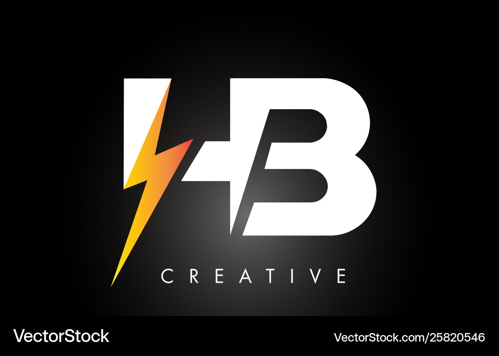 Hb letter logo design with lighting thunder bolt Vector Image