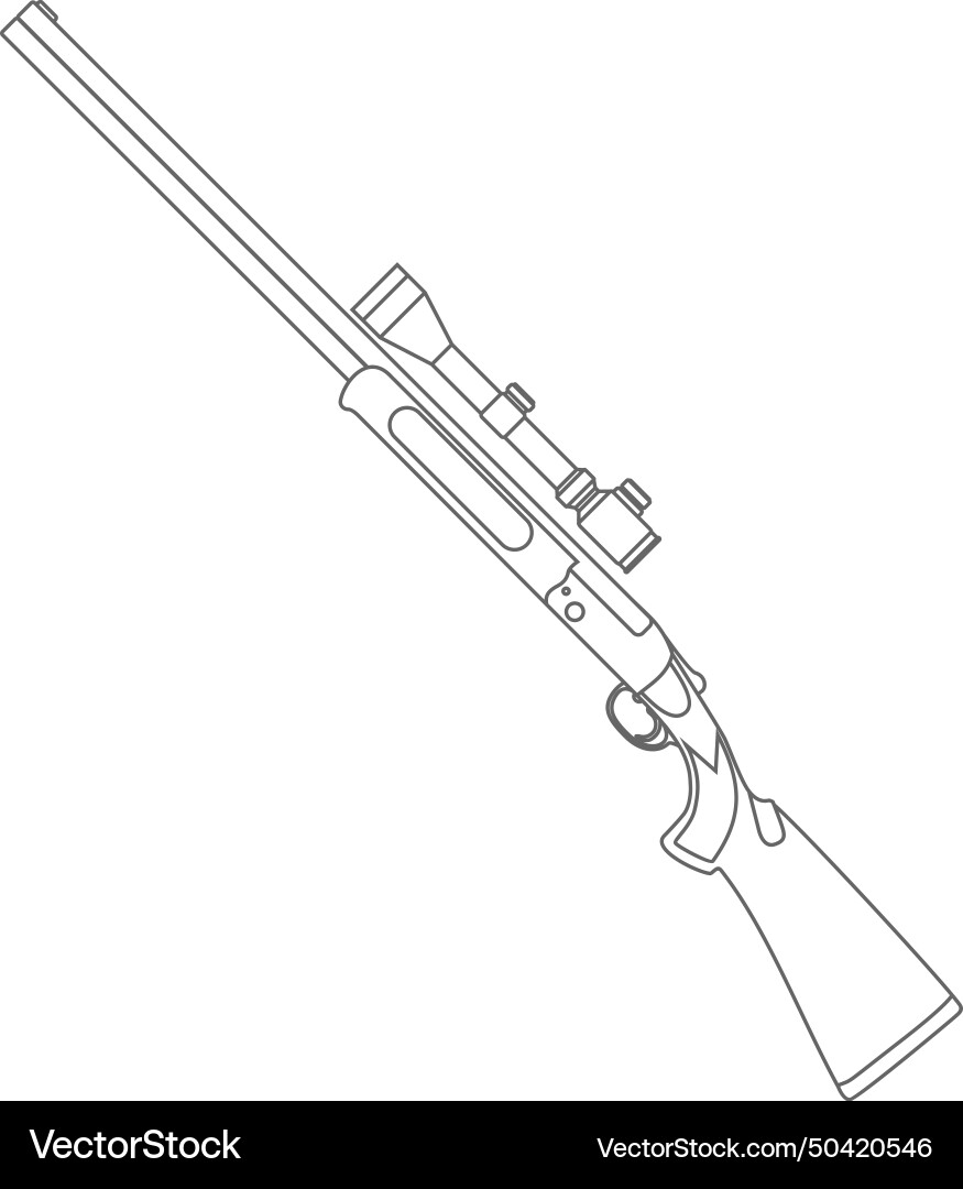 Hunting rifle with optical sight isolated outline Vector Image