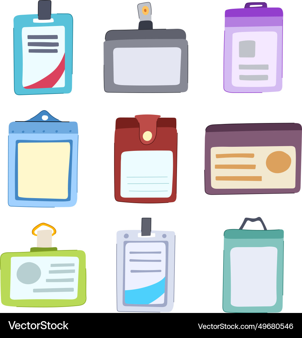 Id card set cartoon Royalty Free Vector Image - VectorStock