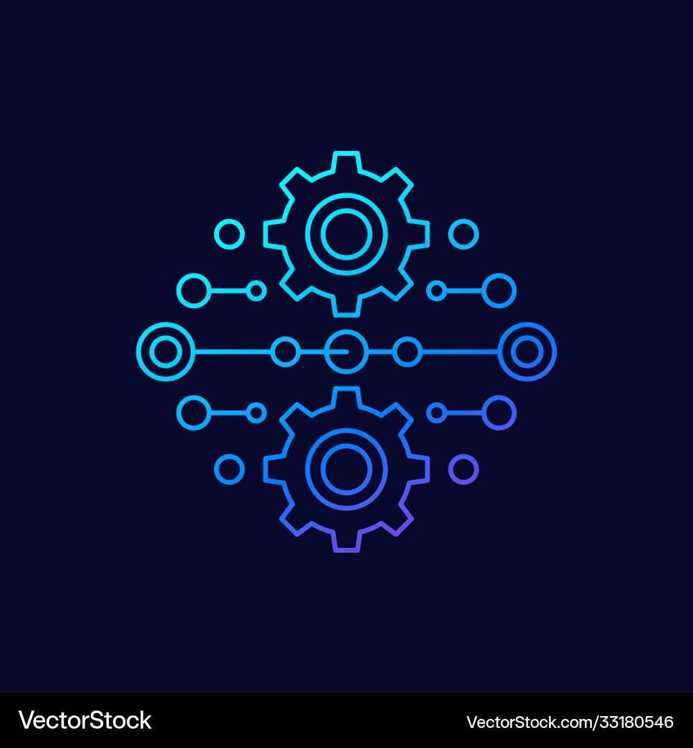 Integration or automation linear icon Royalty Free Vector