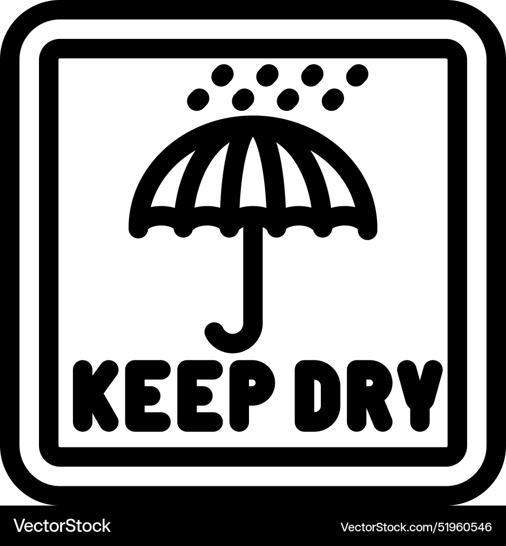 Keep dry product label warning line icon Vector Image