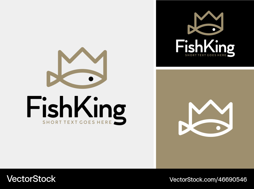 King queen crown premium high quality fish logo Vector Image