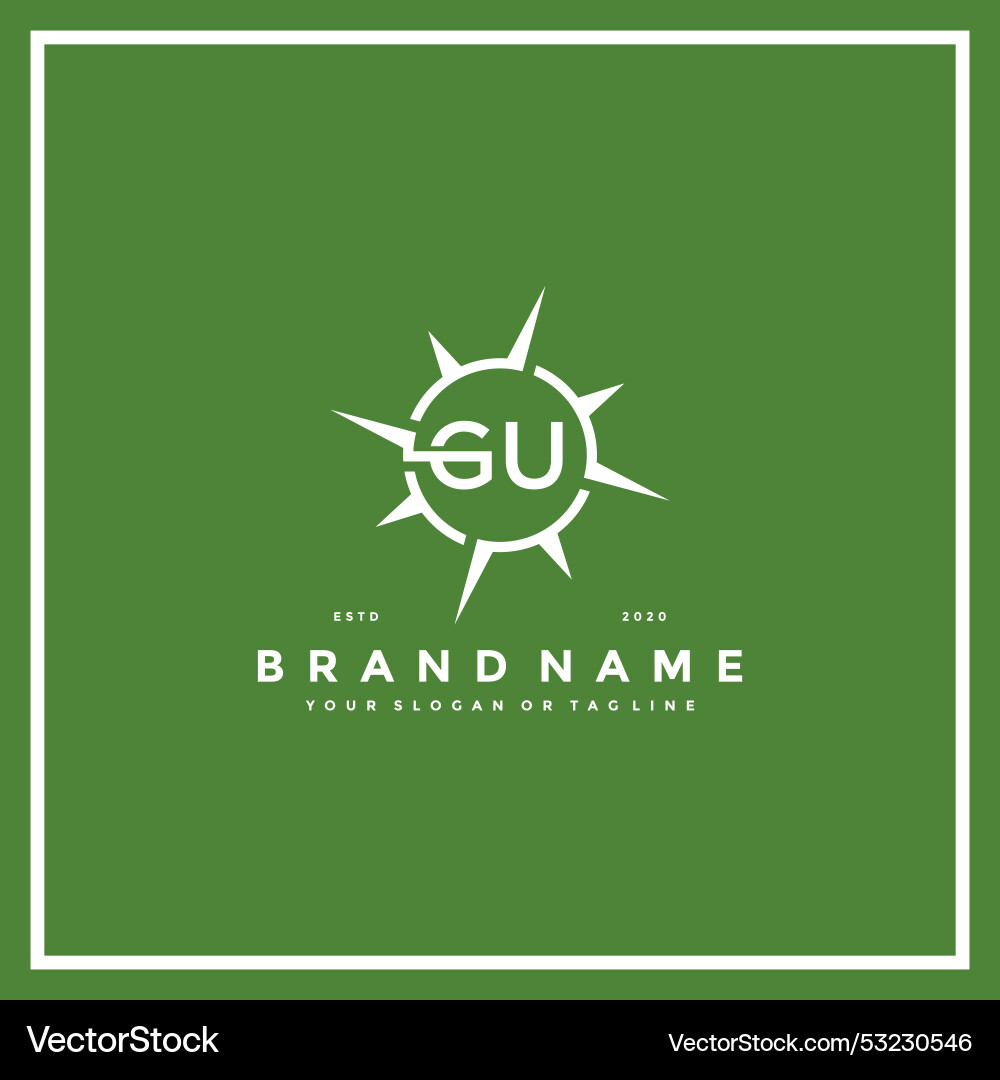 Letter gu compass logo design Royalty Free Vector Image