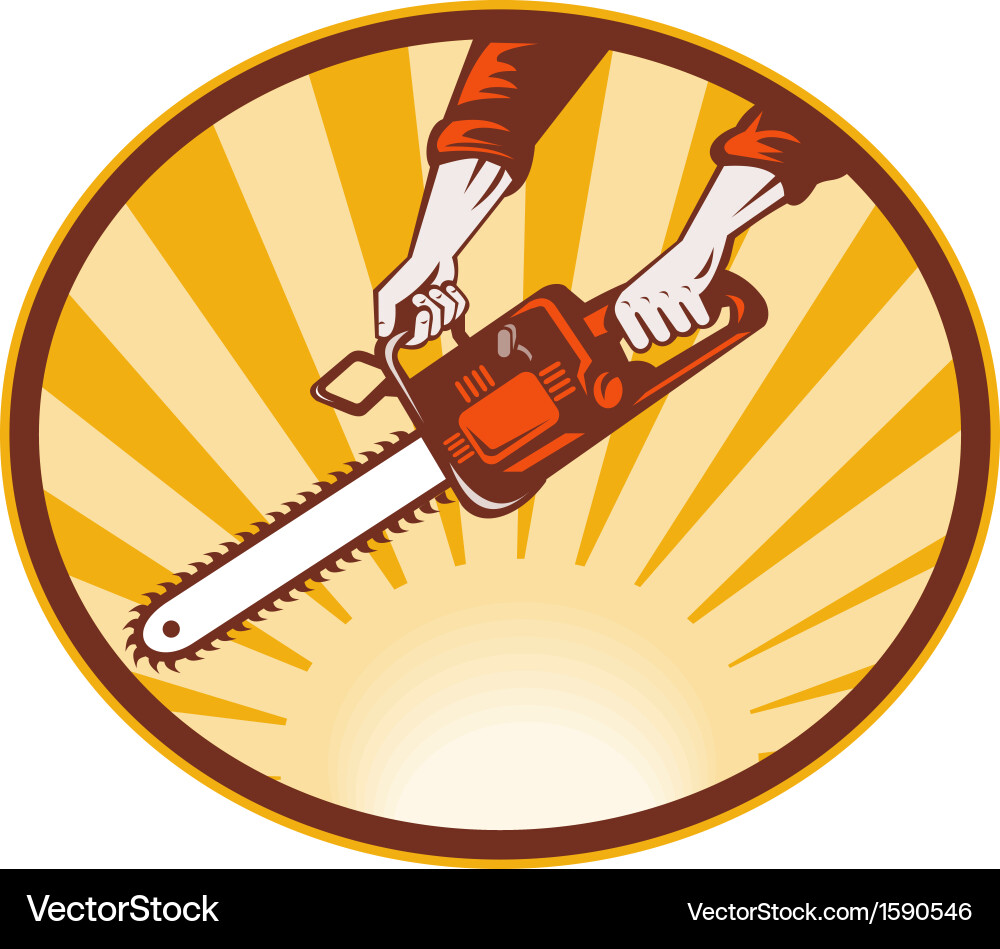 Man Holding Chainsaw Royalty Free Vector Image