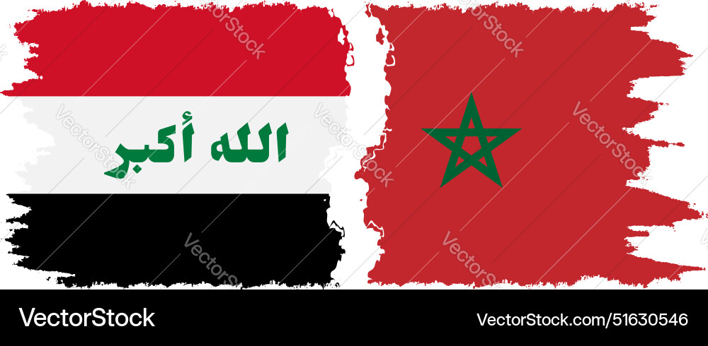 Morocco and iraq grunge flags connection Vector Image