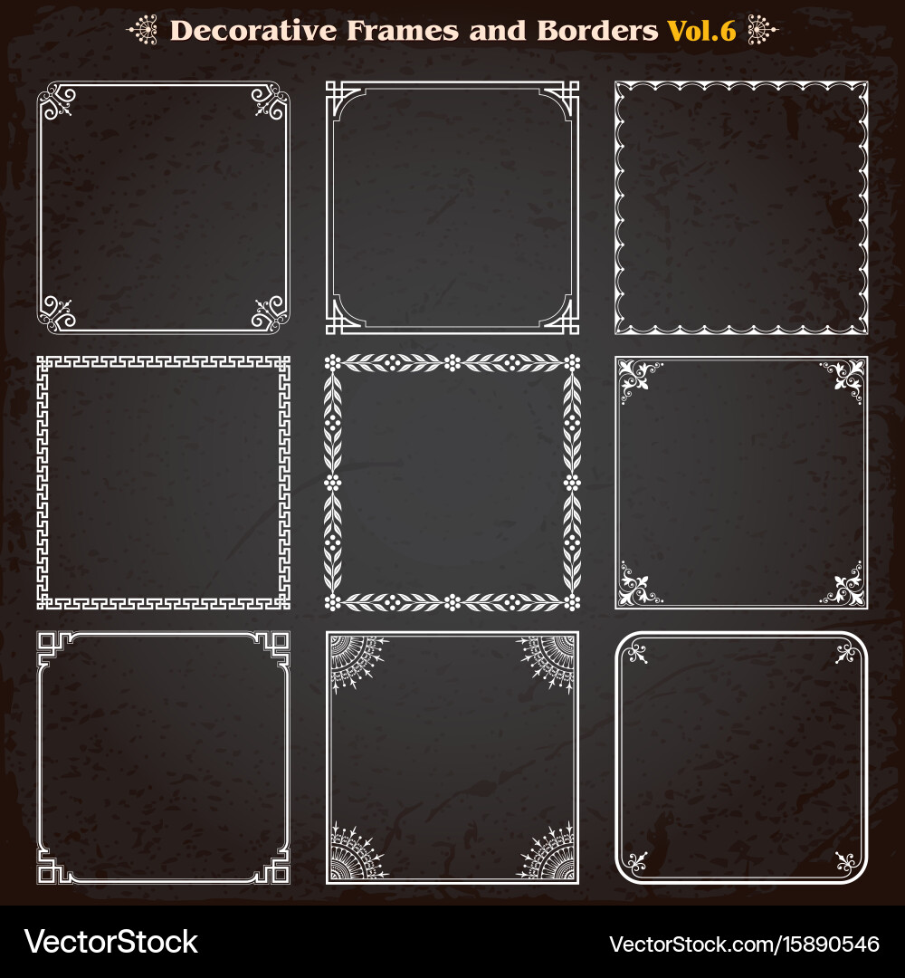 Ornate Square Frames & Borders - Set 6 Vector Image