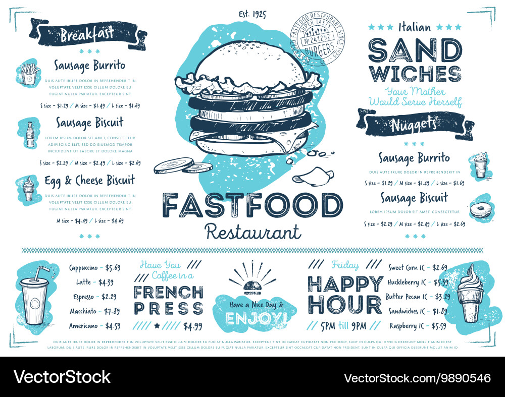 Retro Cafe Menu Template - Food & Drink Vector Image