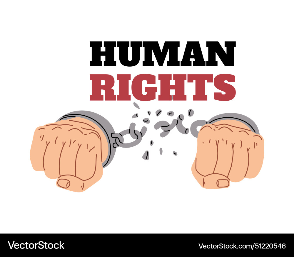 Shackled hands with broken chain human rights Vector Image