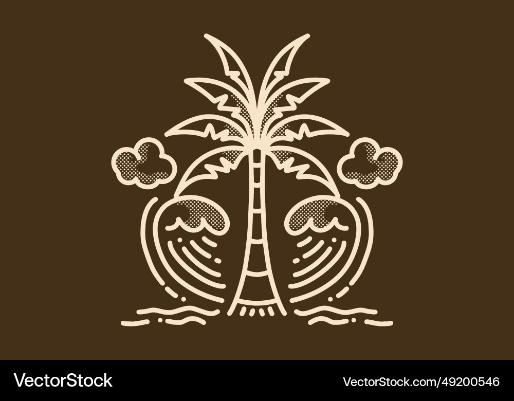 Summer beach lets join the waves line art Vector Image