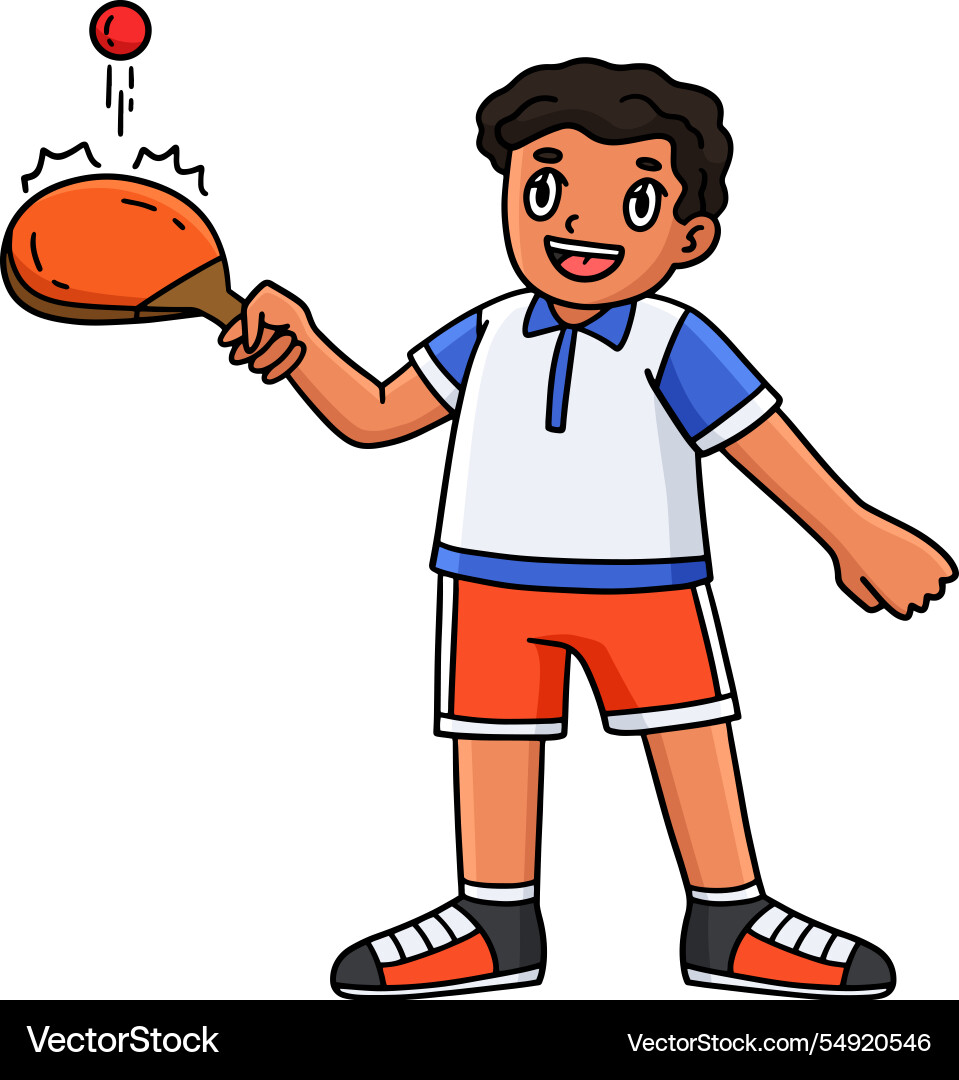 Table tennis player practicing cartoon clipart Vector Image