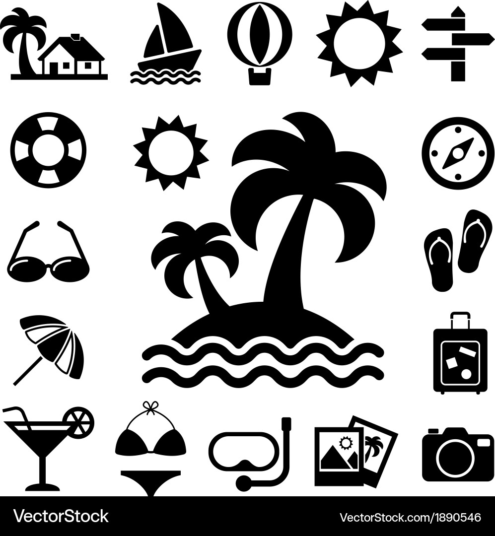 Travel and vacation icons set Royalty Free Vector Image