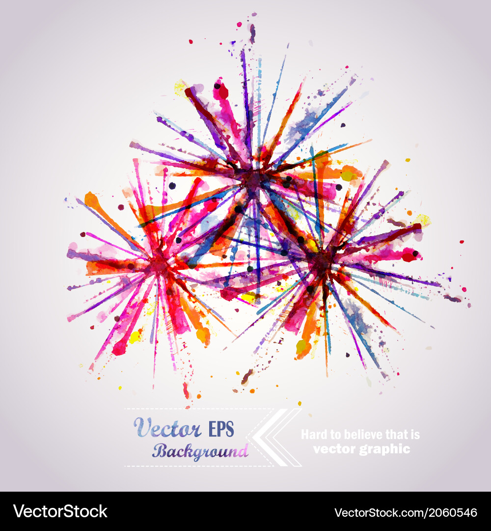 Watercolor Fireworks Splash Background Royalty Free Vector