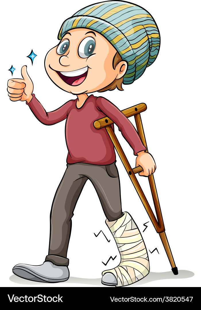 A boy with fractured leg Royalty Free Vector Image