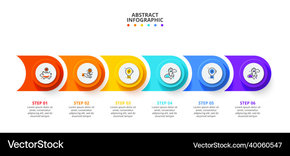 Abstract elements of graph diagram with 6 steps Vector Image