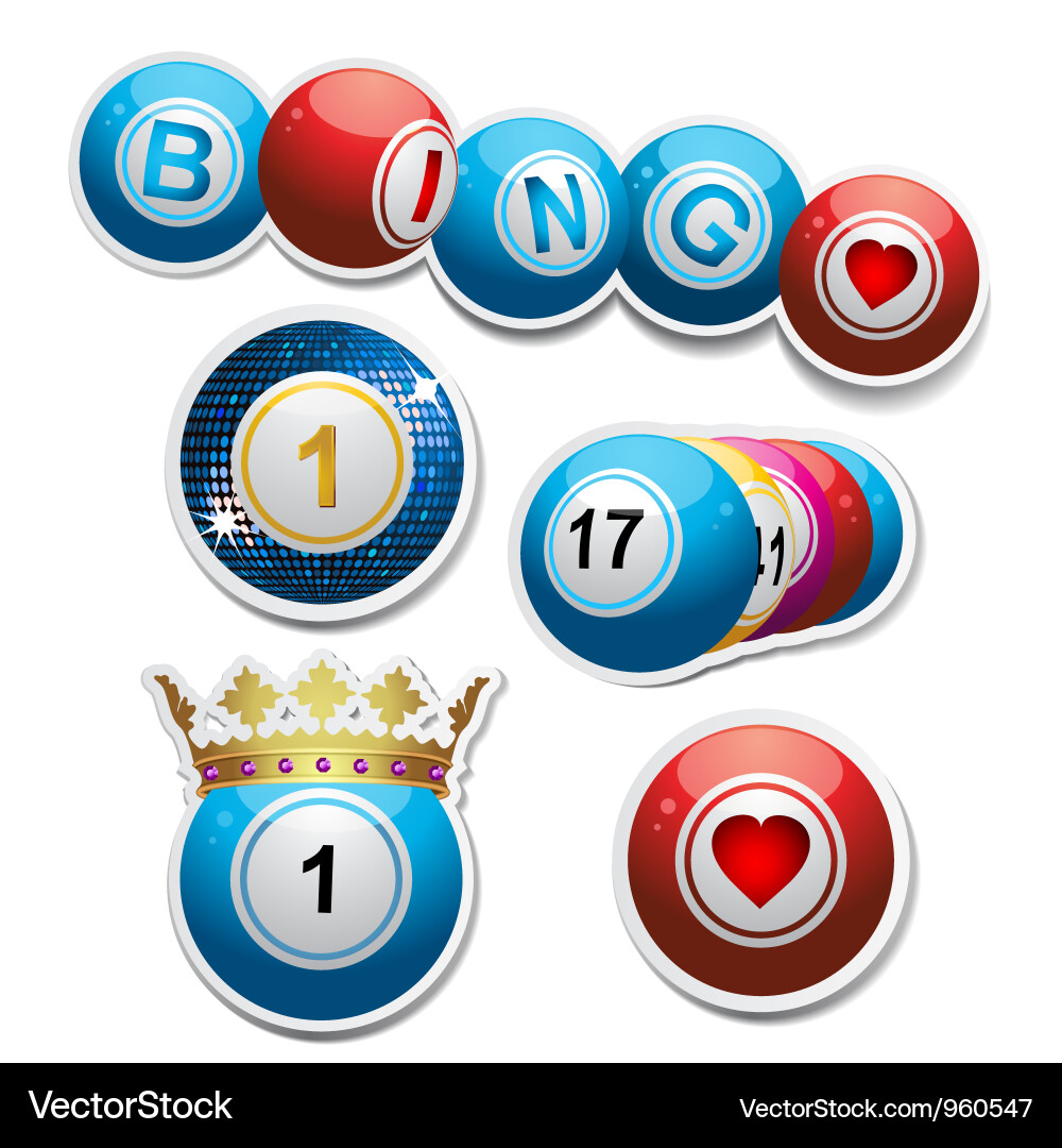Bingo Ball Sticker Set Royalty Free Vector Image