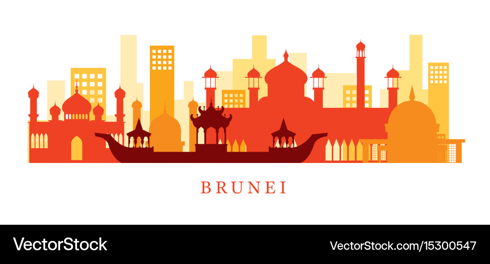 Brunei architecture landmarks skyline shape Vector Image